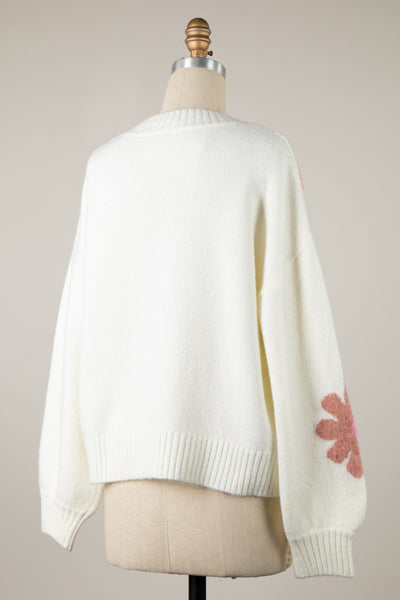 ARTISTIC ABSTRACT FLOWER PRINT HANDMADE SWEATER – Miracle Sweater